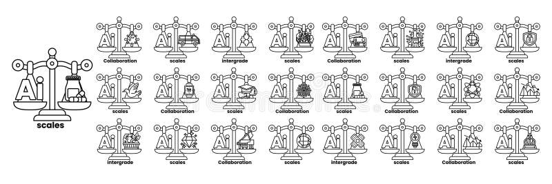 A Series of Scales with a Variety of Objects on Them Stock Vector ...