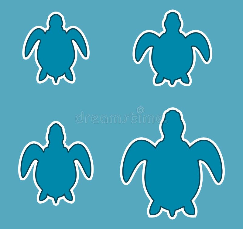 Series of Sea Turtle Icon in Blue on Ocean Sky Blue Background - Vector ...