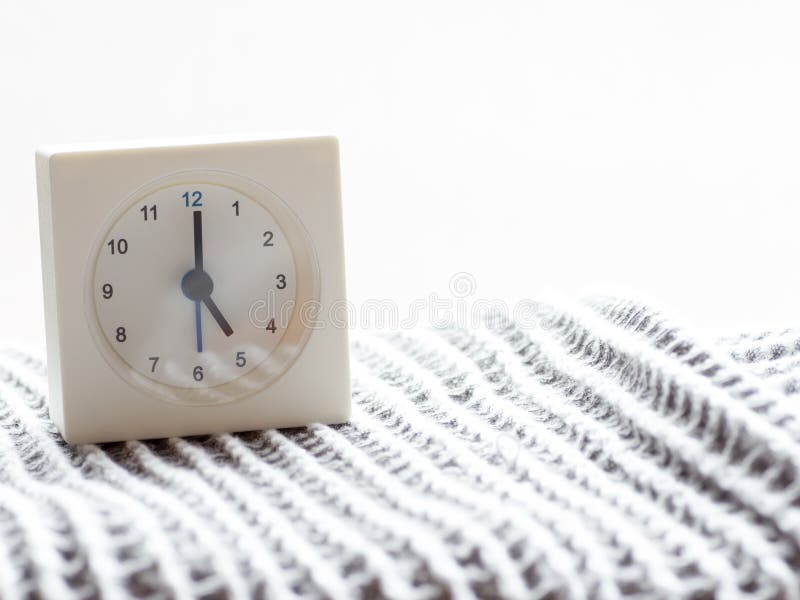 Series of a Simple White Analog Clock on the Blanket, 1/15 Stock Photo ...