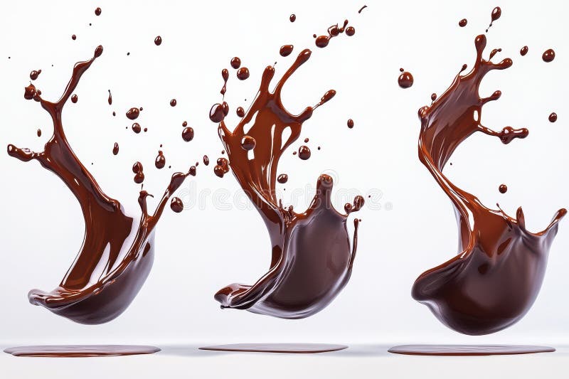 A Series of Six Dynamic Chocolate Splashes, Each with a Unique Shape ...