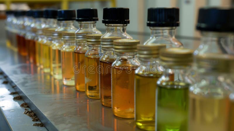 A Series of Small Glass Vials Labeled Biofuel Samples Sit on a ...