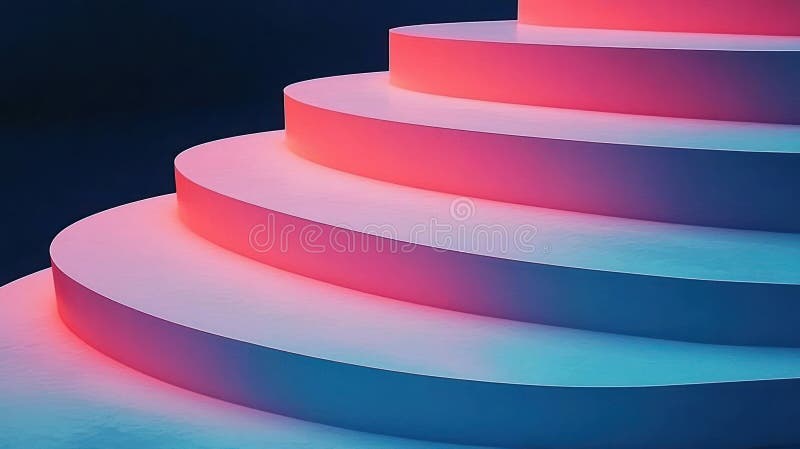 A Series of Smooth, Illuminated Steps in Gradient Colors Creating a ...