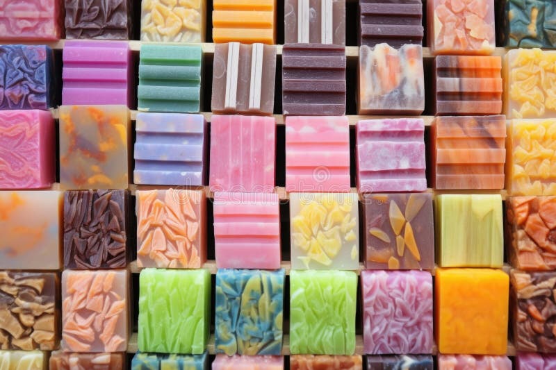 Series of Soap Bars with Different Patterns and Colors Stock Image ...