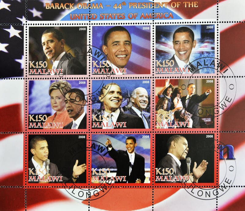 Stamp with Barack Obama editorial photography. Image of national - 9555947