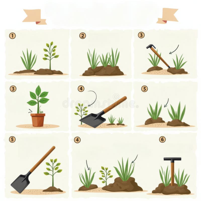 Series of Steps for Planting a Plant Stock Image - Image of seedling ...