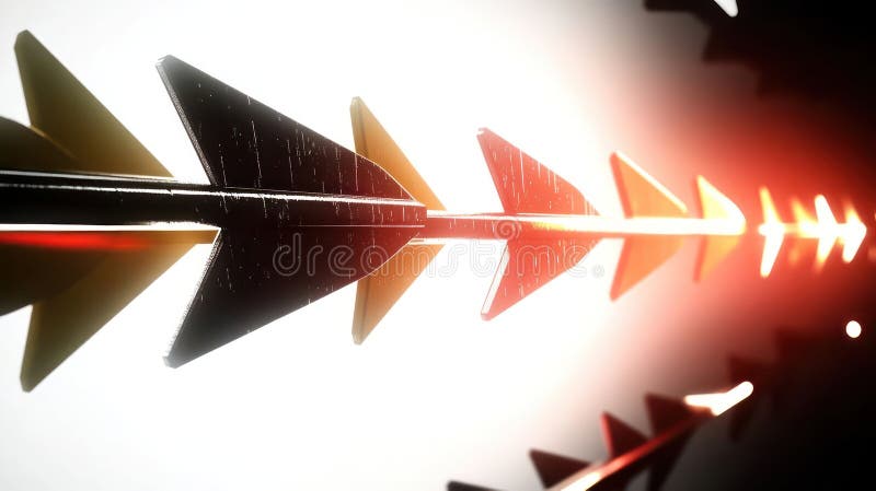 A Series of Stylized Arrows Pointing Forward, Illuminated with a ...