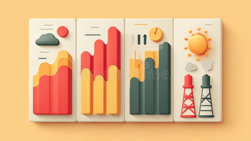 A Series of Stylized Charts and Data Representations with Vibrant ...