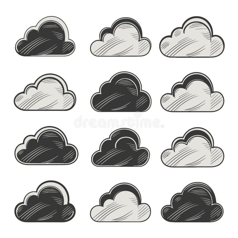 A Series of Stylized Cloud Designs are Arranged in a Grid Pattern Stock ...