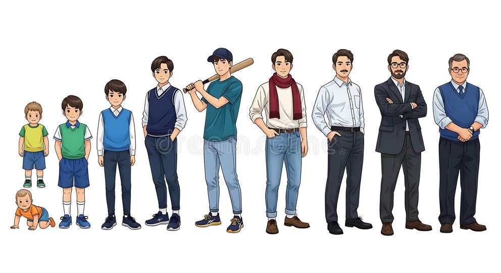 Illustration of Human Development from Infancy To Adulthood Stock ...