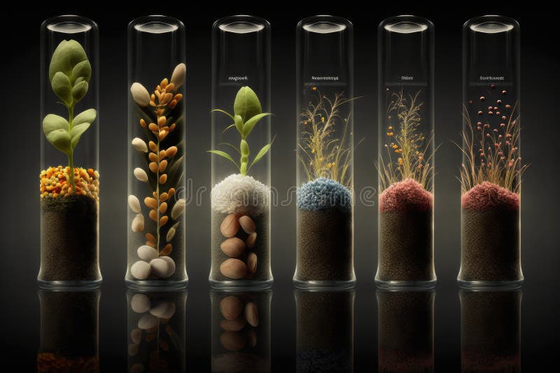 A Series of Test Tubes, Each Containing a Different Type of Seed and ...