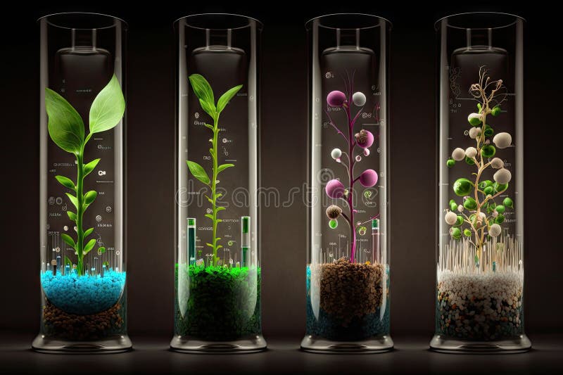 Series of Test Tubes, Each with a Different Seed, Growing and Sprouting ...