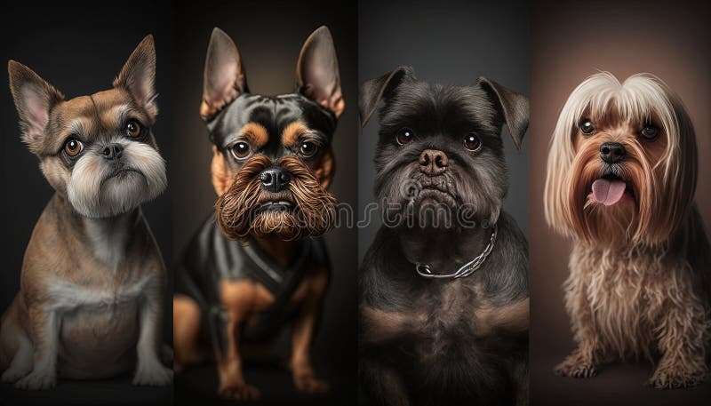 A Series of Three Dogs with Different Expressions on Their Faces Stock ...