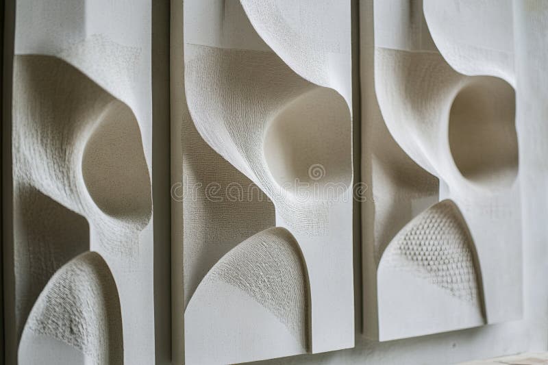 A Series of Three Panels - Sculpted Stucco Artwork of Abstract Stock ...