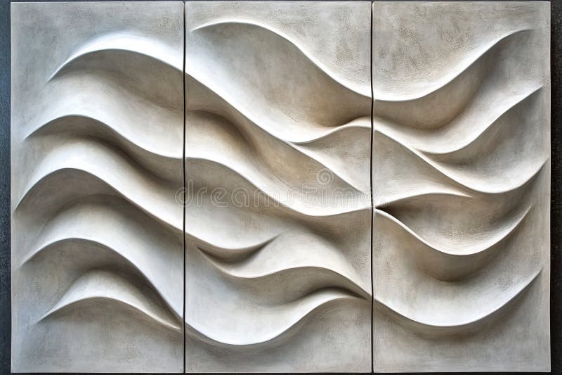 A Series of Three Panels - Sculpted Stucco Artwork of Abstract Stock ...