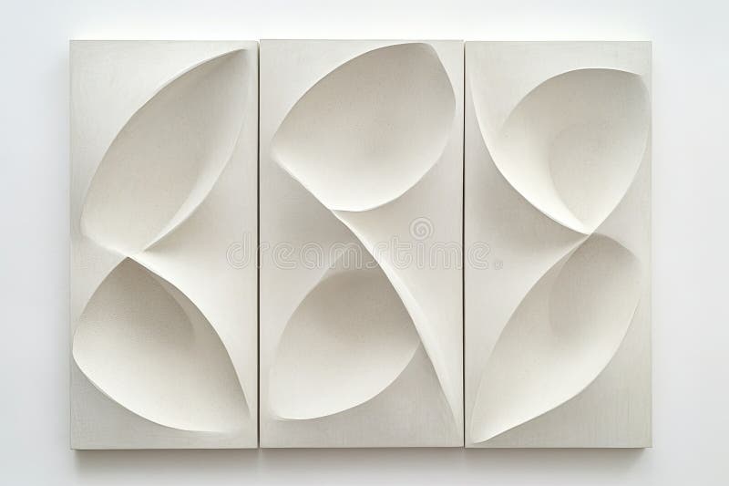 A Series of Three Panels - Sculpted Stucco Artwork of Abstract Stock ...