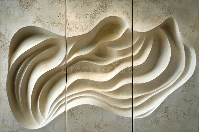 A Series of Three Panels - Sculpted Stucco Artwork of Abstract Stock ...