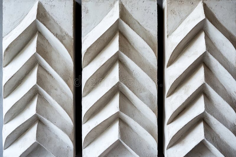 Series Three Panels Sculpted Stucco Artwork Geometric Frost Stock ...