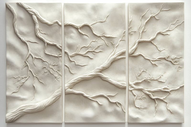 A Series of Three Panels - Sculpted Stucco Artwork of Whispering Stock ...