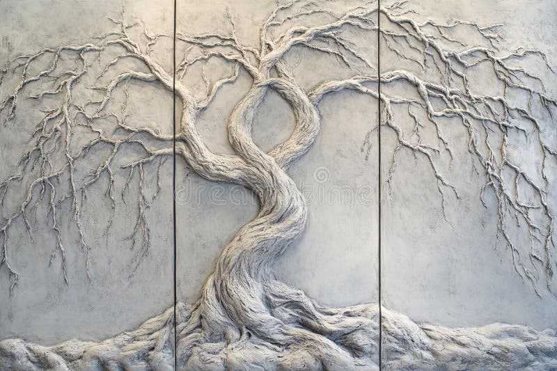 A Series of Three Panels - Sculpted Stucco Artwork of Whispering Stock ...