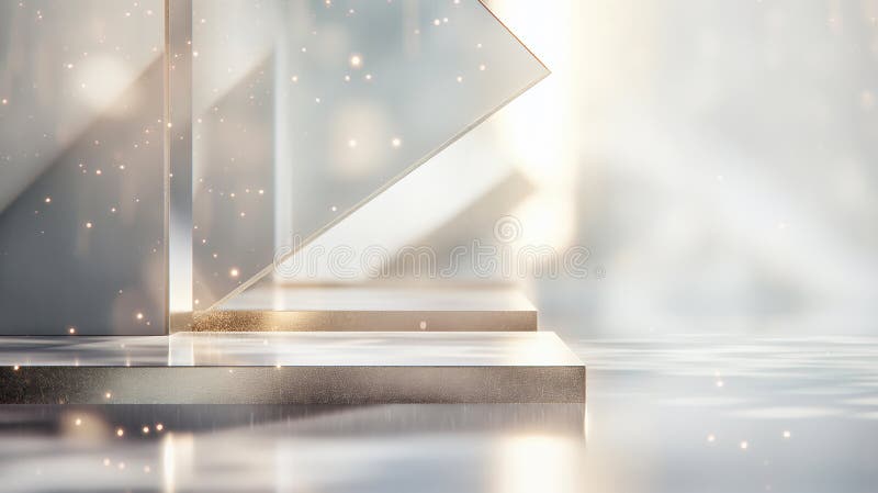 A Series of Triangular Glass Structures, with a Shiny, Reflective ...