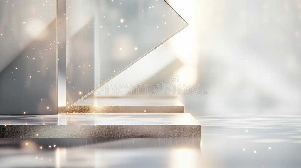 A Series of Triangular Glass Structures, with a Shiny, Reflective ...