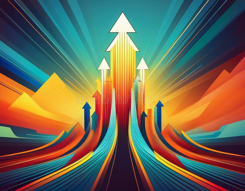 A Series of Upward-pointing Arrows or Abstract Directional Lines ...