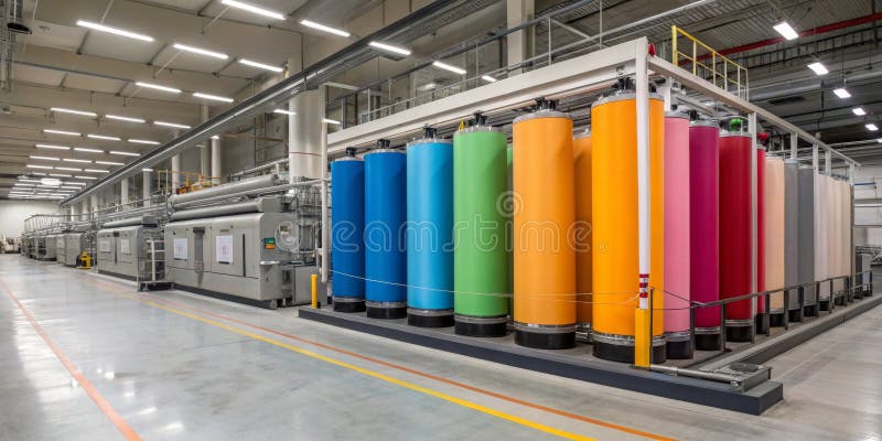 Brightly Colored Storage Tanks Line a Modern Industrial Facility in a ...