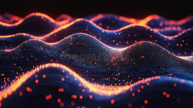 A Series of Waves with Orange and Blue Colors. the Waves are Very Small ...