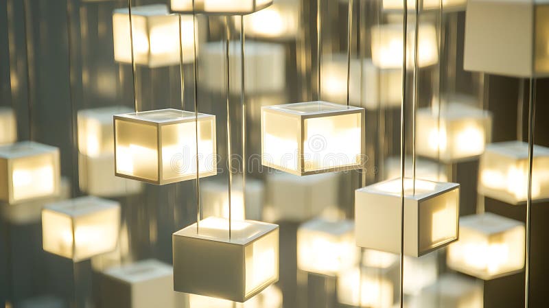 A Series of White Boxes Hanging from the Ceiling Stock Illustration ...