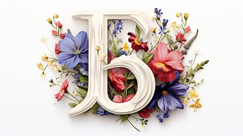 Serif Typeface Typographical Logo with Floral Design Featuring Letter B ...