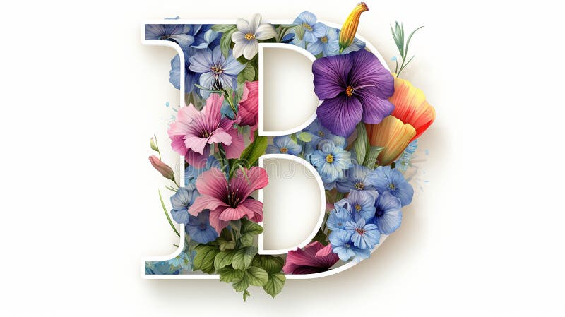 Serif Typeface Typographical Logo with Floral Design Featuring Letter B ...