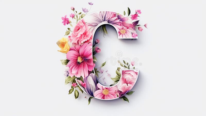 Serif Typeface Typographical Logo with Floral Design Featuring Letter C ...