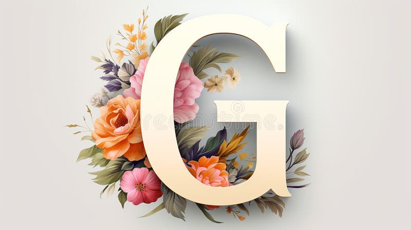 Serif Typeface Typographical Logo with Floral Design Featuring Letter G ...