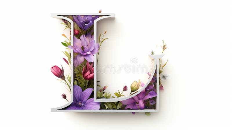 Serif Typeface Typographical Logo with Floral Design Featuring Letter L ...