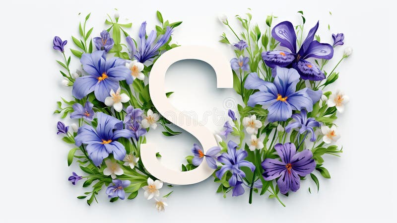 Serif Typeface Typographical Logo with Floral Design Featuring Letter S ...