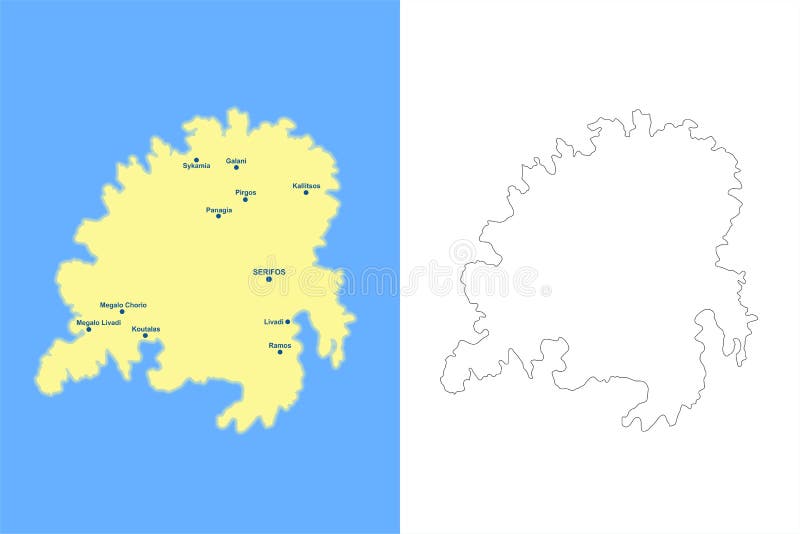 Serifos Island Map - Cdr Format Stock Vector - Illustration of format ...
