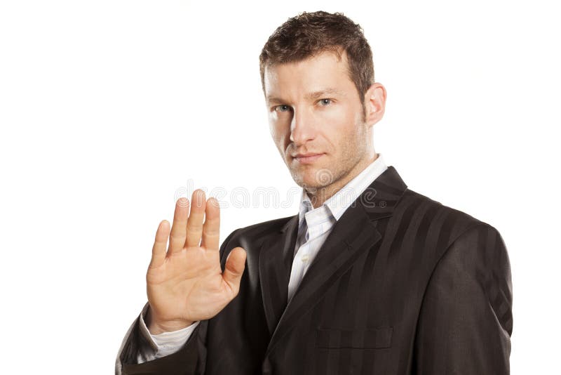 Business Man with Stop Hand Up Stock Image - Image of concepts, people ...