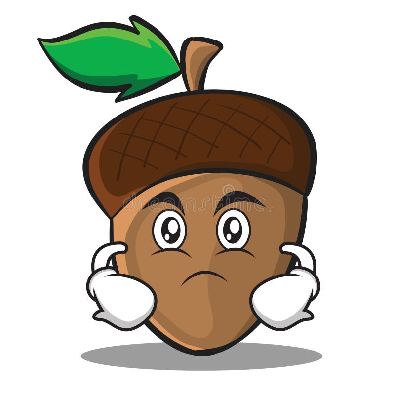 Angry Acorn Cartoon Character Style Stock Vector - Illustration of ...