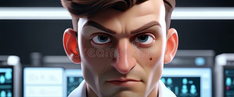 Serious Animated Character in High-tech Environment with Intense ...