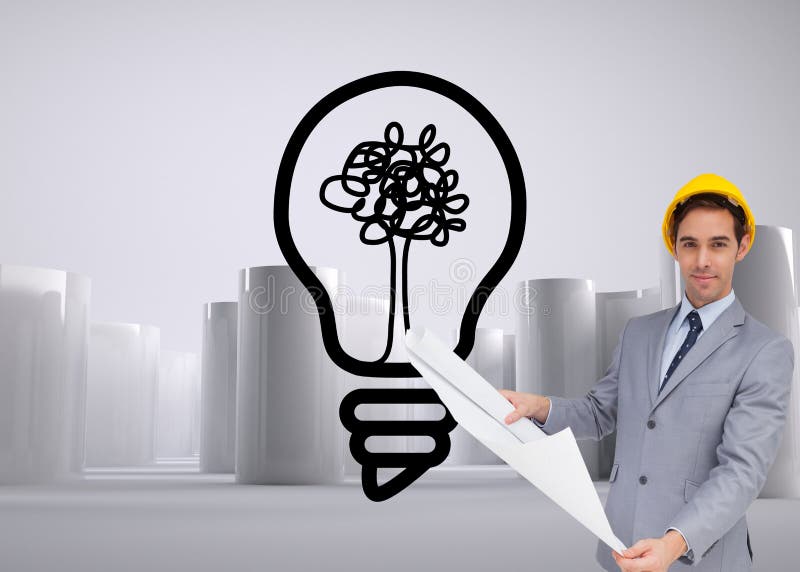 Serious Architect with Hard Hat Looking at Plans Thinking Hard Stock ... Serious Architect with Hard Hat Looking at Plans Thinking Hard Stock ...