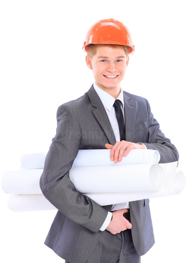 Serious Architect Man Standing Stock Image - Image of occupation ...