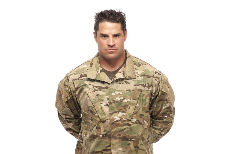 Serious Army Soldier at Parade Rest Stock Photo - Image of soldier ...