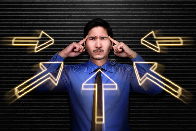 Serious Asian Businessman Thinking of Problem Solution on His he Stock ...