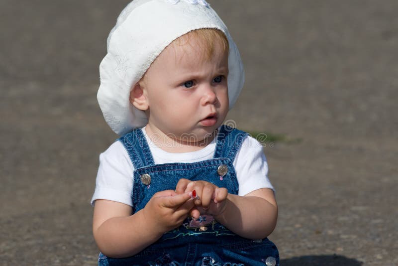 Serious baby sitting stock photo. Image of childhood, toddler - 3170068
