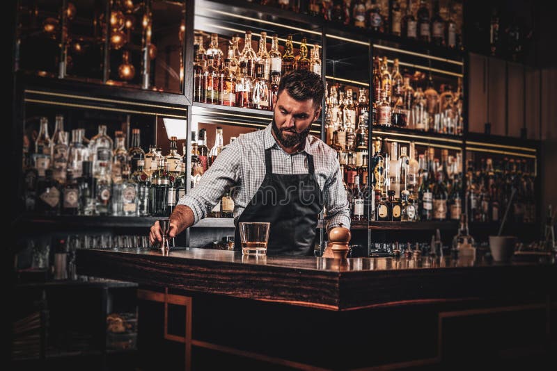 Attractive Barmen is Prepairing Drinks Stock Image - Image of alcohol ...