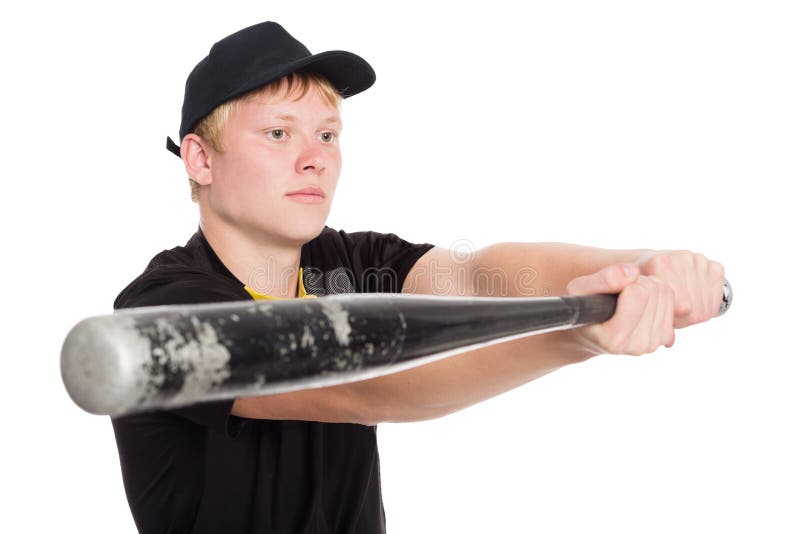 Serious Baseball Player Bat Preparing To Strike Stock Photo - Image of ...