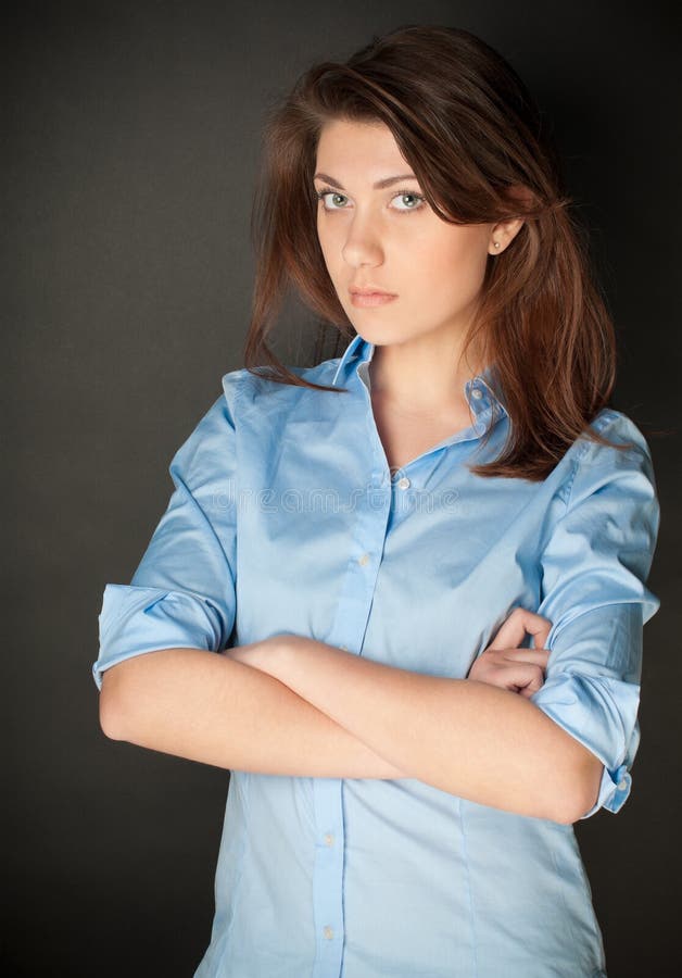 Serious Beautiful Young Woman Stock Image - Image of looking, female ...