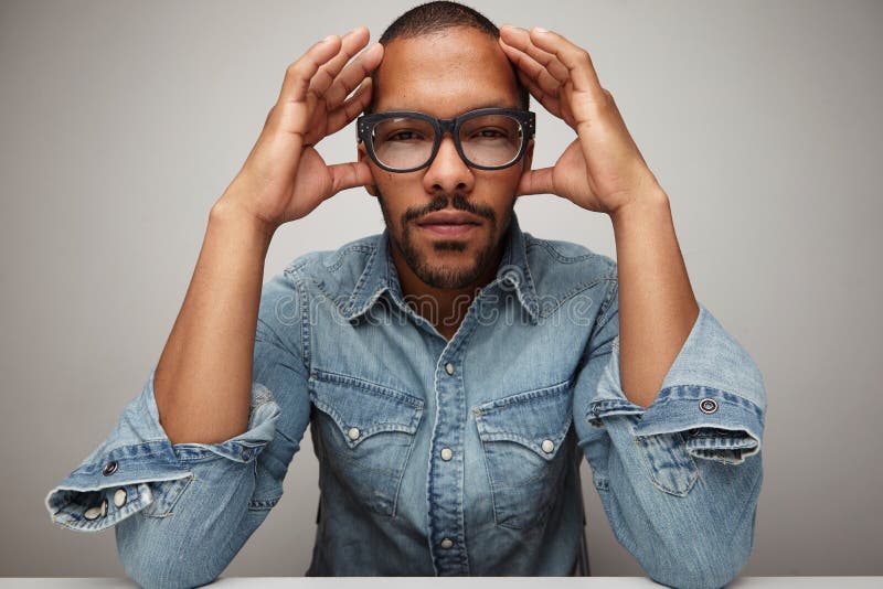Serious Black Young Man with Mental Issues Looking at the Camera ...