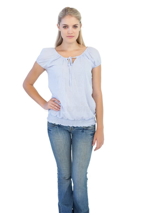 Serious Blonde Woman in Business Suit Arms Folded Stock Photo - Image ...