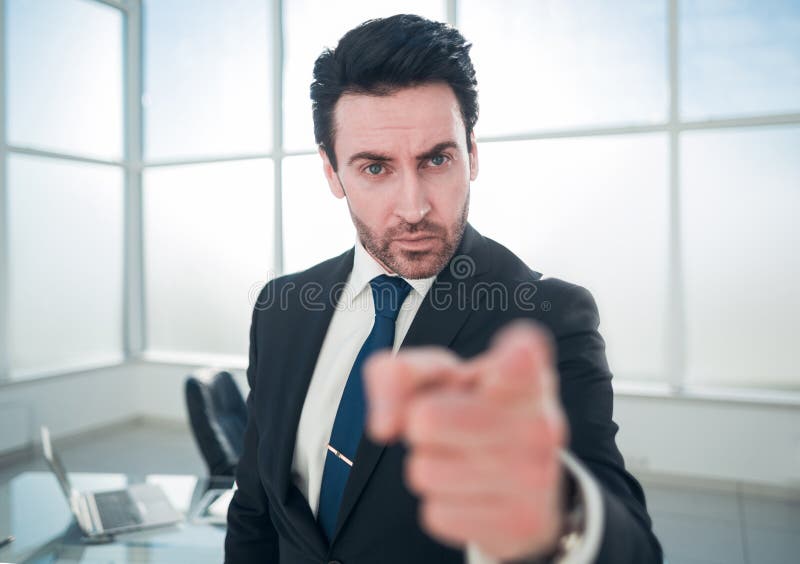Serious Boss Pointing at You. Stock Image - Image of modern ...